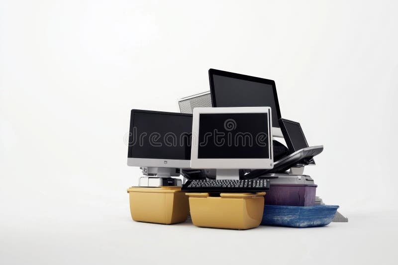 Old Electronic Devices Stacked Together Waiting for Recycling in an ...