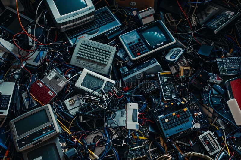 Old Electronic Devices Stacked in a Urban Design Landscape Stock Photo ...