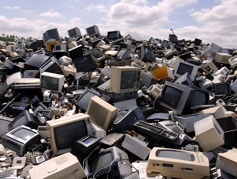 Old Electronic Devices, Televisions. E Waste and Recycling Concept ...