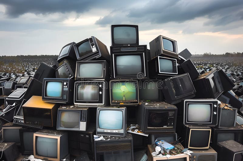 Old Electronic Devices, Televisions. E Waste and Recycling Concept ...