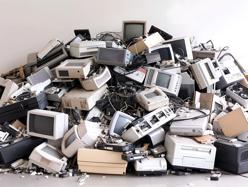 Old Electronic Devices, Televisions. E Waste and Recycling Concept ...
