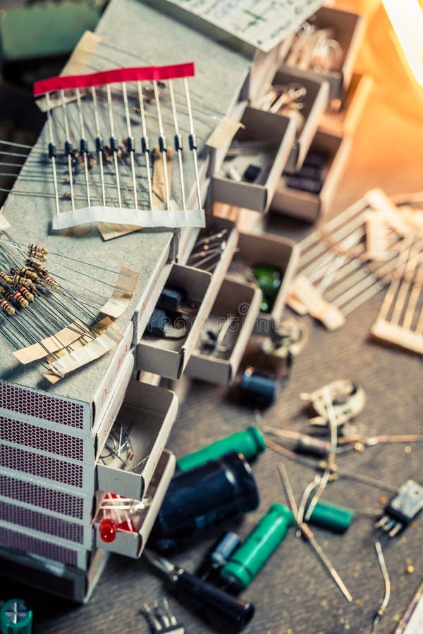 Old Electronics Components in Laboratory Stock Image - Image of ...