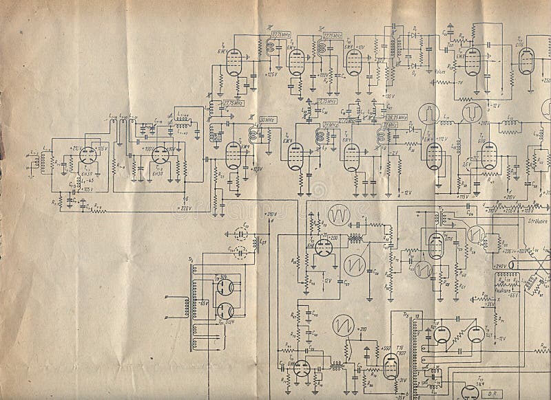 Old electronics diagram stock image. Image of grunge, communication ...
