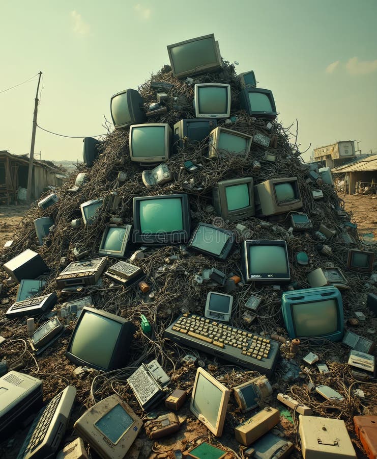 Old Electronics Pile in Abandoned Landfill Showcases Electronic Waste ...