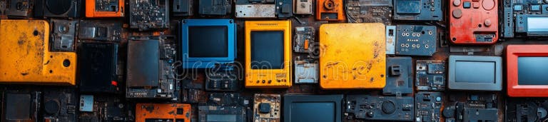 Old Electronics Pile Ready for Recycling and Reuse in Tech Components ...