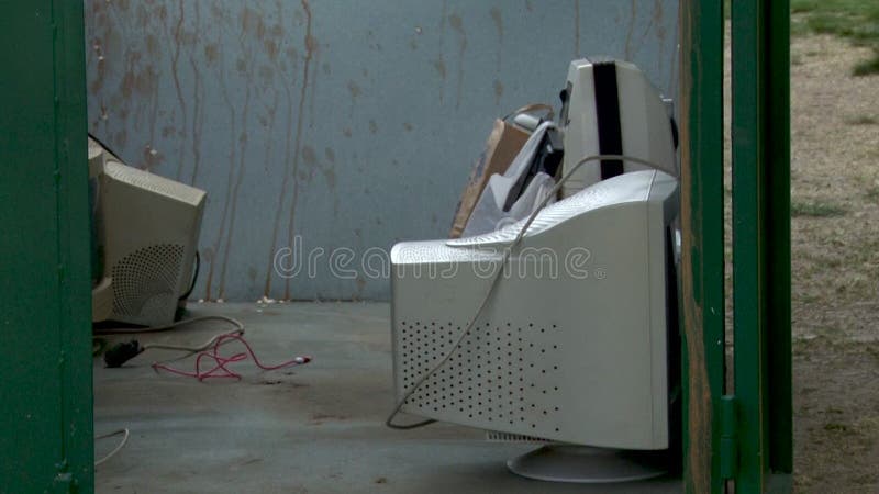 Old Electronics Waste for Recycling at Garbage Dump. Stock Footage ...