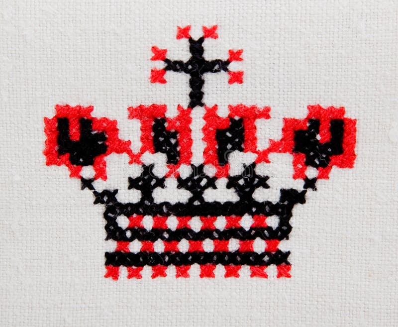 Old Embroidery on the Simple Canvas Stock Photo - Image of craft ...