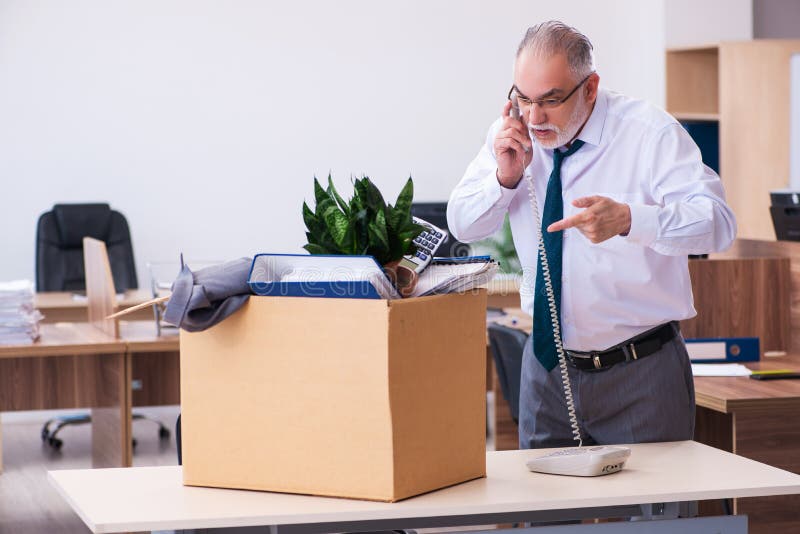 Old Male Employee Being Fired from His Work Stock Photo - Image of ...