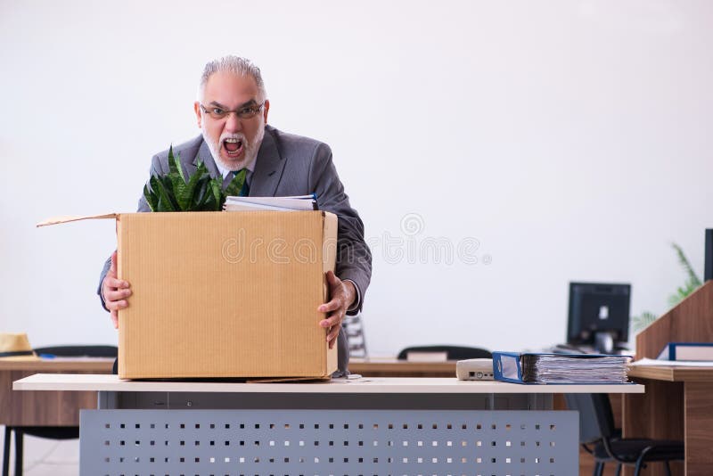 Old Male Employee Being Fired from His Work Stock Image - Image of ...