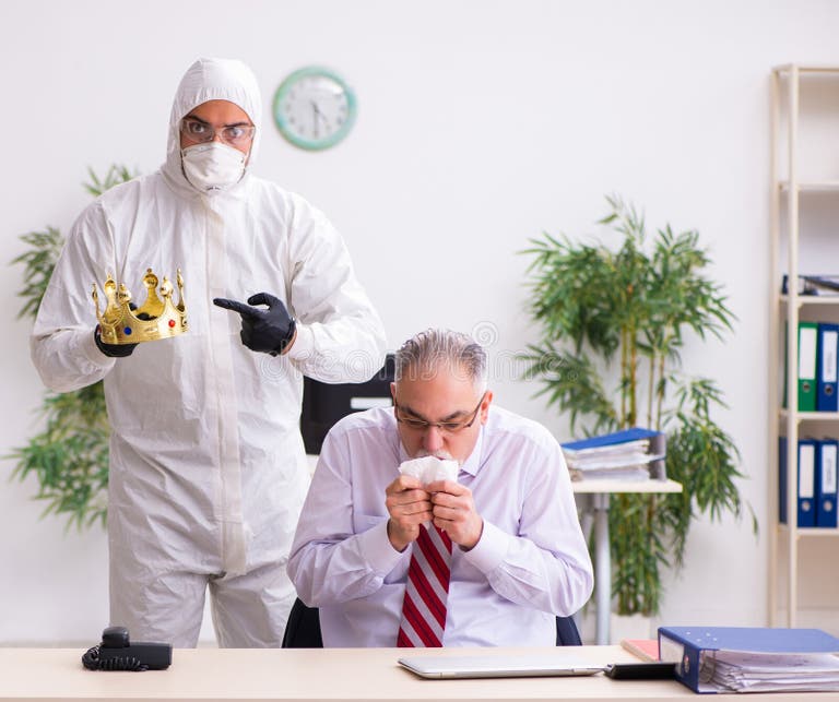 Old Employee Catching Coronavirus at Workplace Stock Image - Image of ...