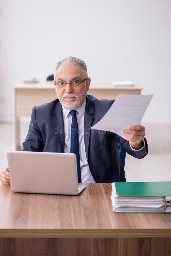 Old Male Employee Working in the Office Stock Photo - Image of manager ...