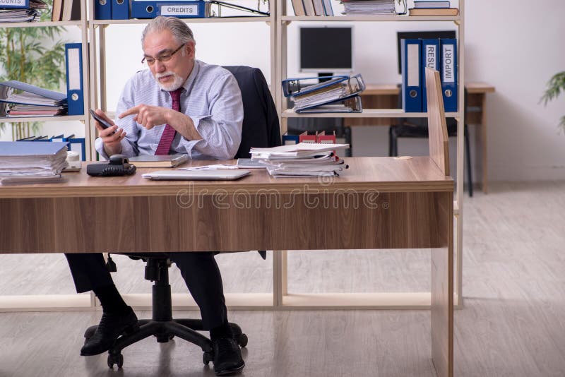 Old Male Employee Unhappy with Excessive Work Stock Image - Image of ...