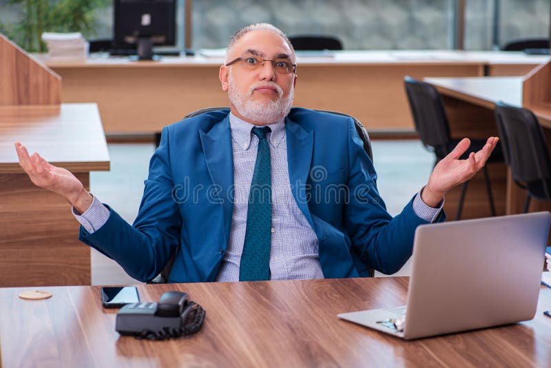 Old Male Employee Working in the Office Stock Image - Image of boss ...