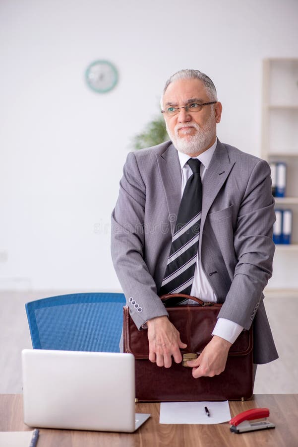 Old Male Employee Working in the Office Stock Photo - Image of workload ...