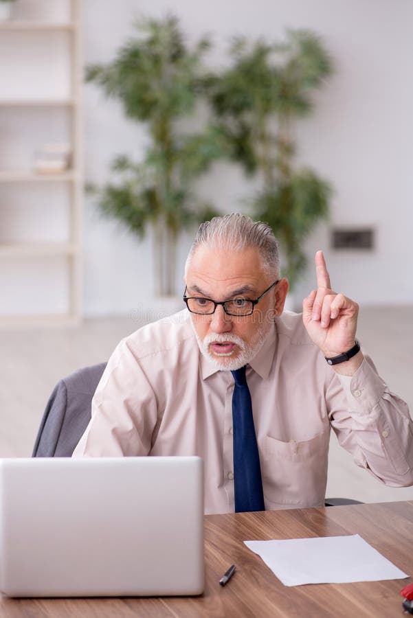 Old Male Employee Working in the Office Stock Photo - Image of manager ...