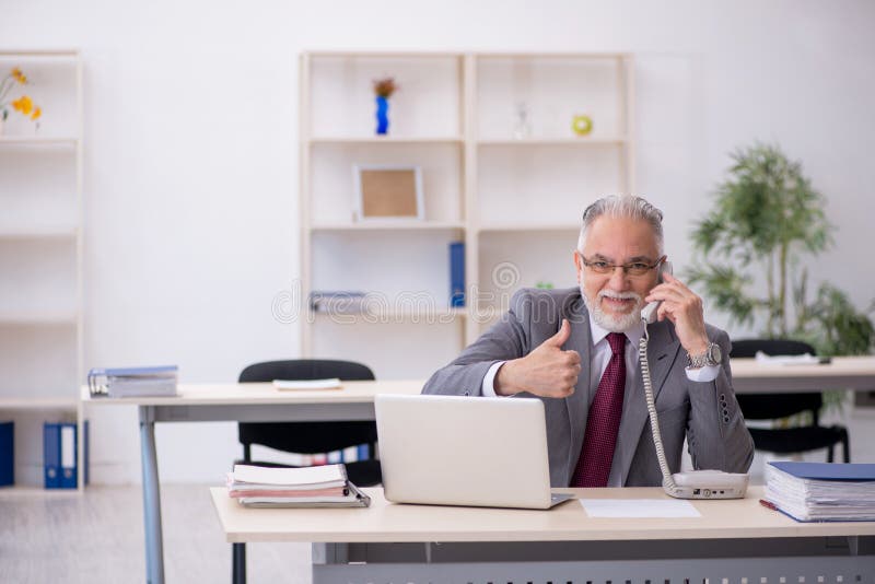 Old Male Employee Working in the Office Stock Photo - Image of manager ...