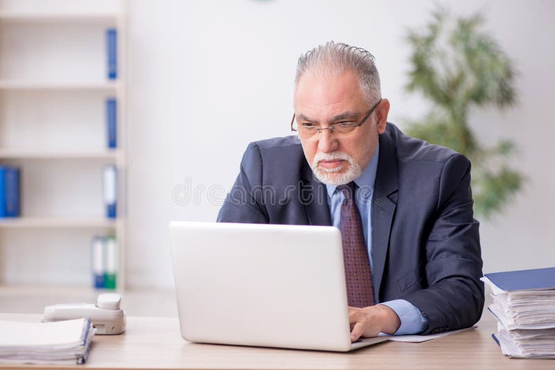 Old Male Employee Working in the Office Stock Image - Image of business ...