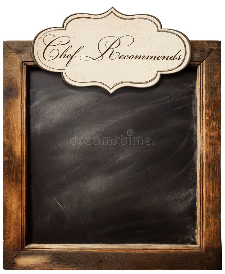 Empty Blackboard with Wooden Frame with Text Chef Recommends ...