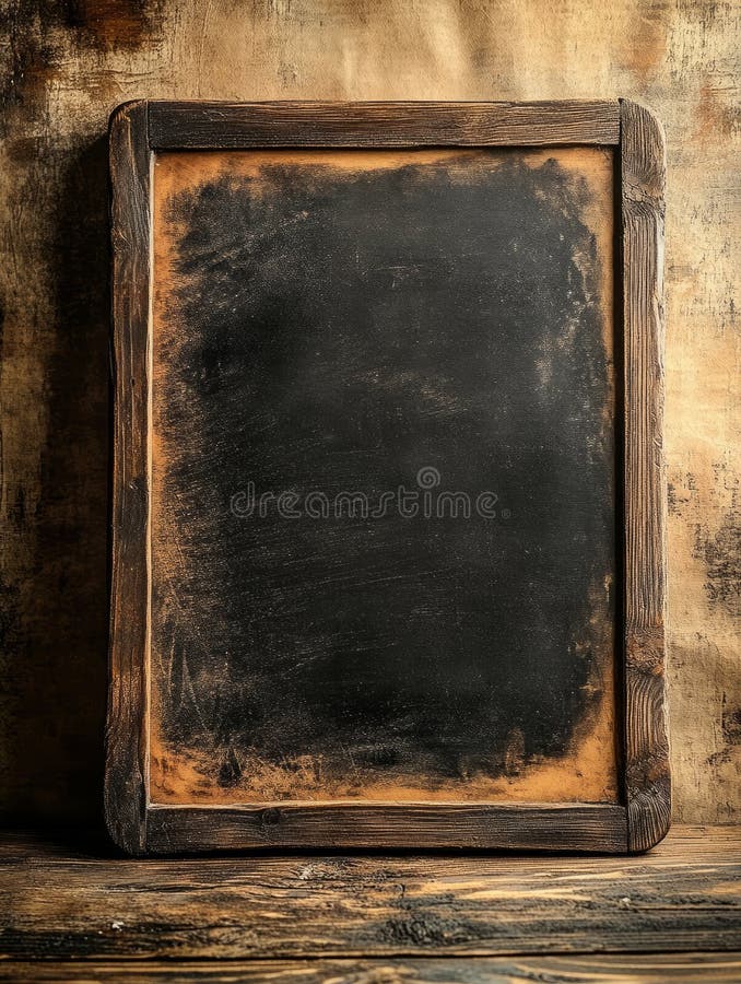 Old Empty Chalkboard with Rustic Wooden Frame Stock Image - Image of ...