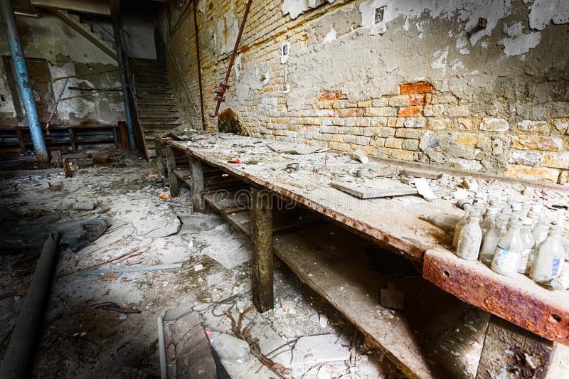 Old Empty Desolate Dirty Locksmith Workshop Stock Photo - Image of ...