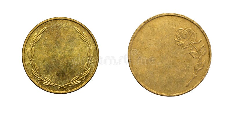 Old Empty Gold Coin on White Isolated Background Stock Image - Image of ...