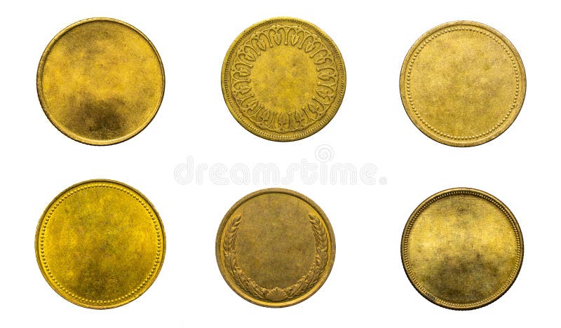 Old Empty Gold Coin on White Isolated Background Stock Image - Image of ...