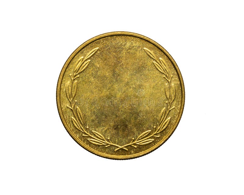 Old Empty Gold Coin on White Isolated Background Stock Image - Image of ...