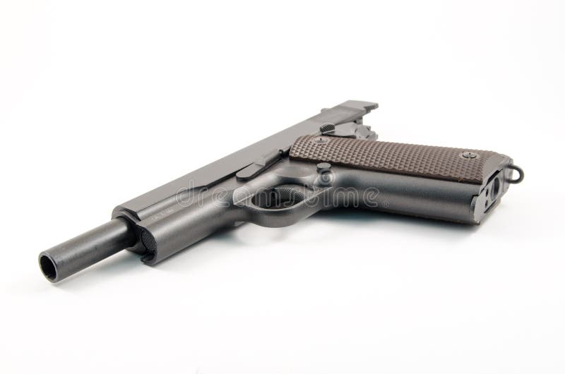 Old 1911 handgun isolated stock photo. Image of closeup - 32239322