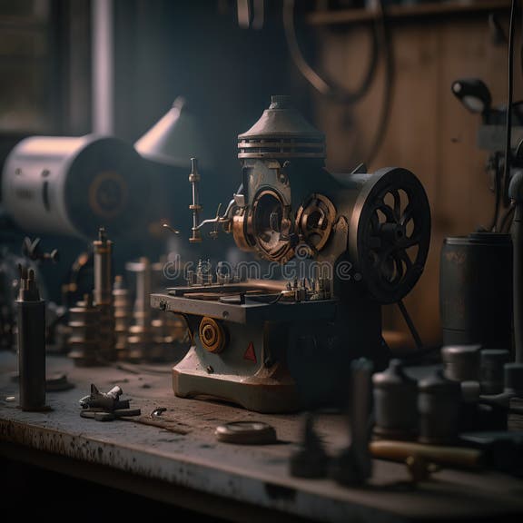 Old Empty Mechanical Workshop with Many Messy Things Created by ...