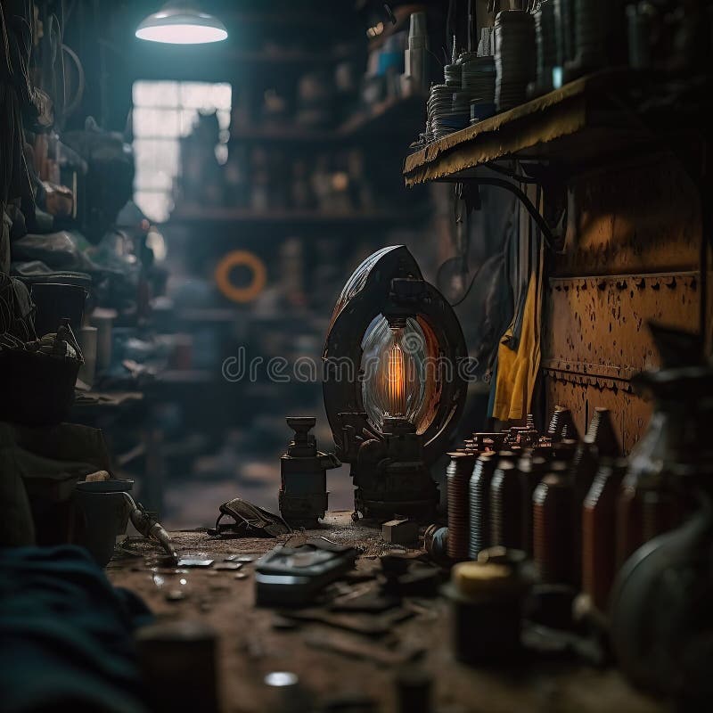 Old Empty Mechanical Workshop with Many Messy Things Created by ...