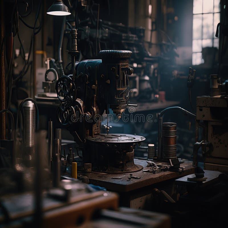 Old Empty Mechanical Workshop with Many Messy Things Created by ...