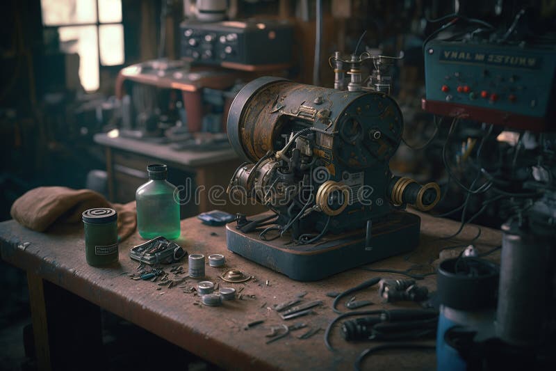 Old Empty Mechanical Workshop with Many Messy Things Created by ...