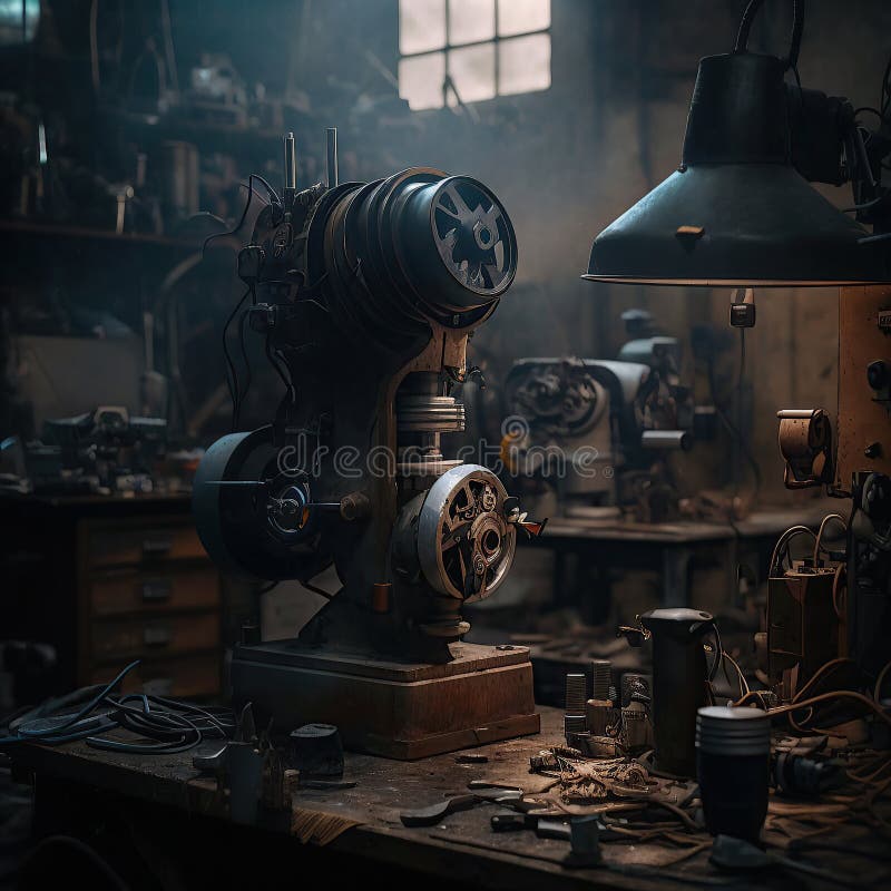 Old Empty Mechanical Workshop with Many Messy Things Created by ...
