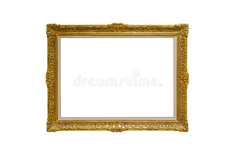 Old Empty Museum Antique Golden Frame Isolated on White Background ...