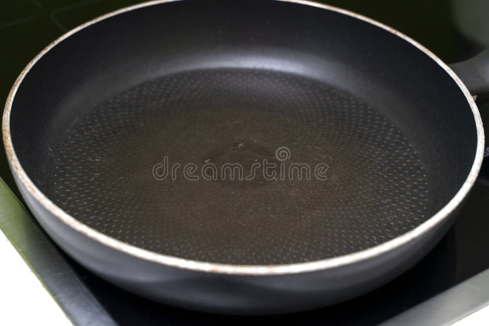 Old Empty Non-stick Frying Pan. the Coating is Damaged Stock Photo ...