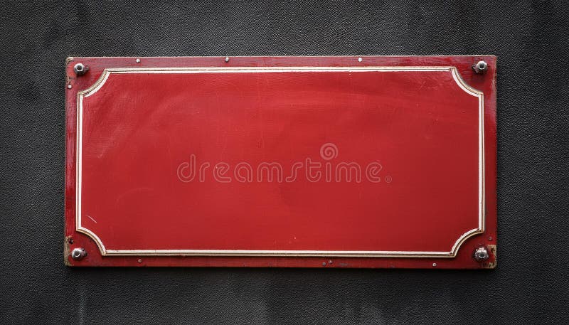 Old Empty Red Metal Sign on Dark Cement Wall. Close-up Stock ...