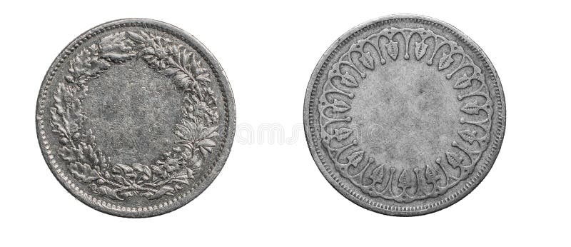 Old Empty Silver Coin on White Isolated Background Stock Photo - Image ...