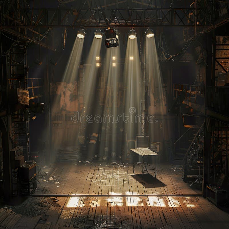 Photo of an Old Empty Stage Illuminated with Spotlights Generated by ...