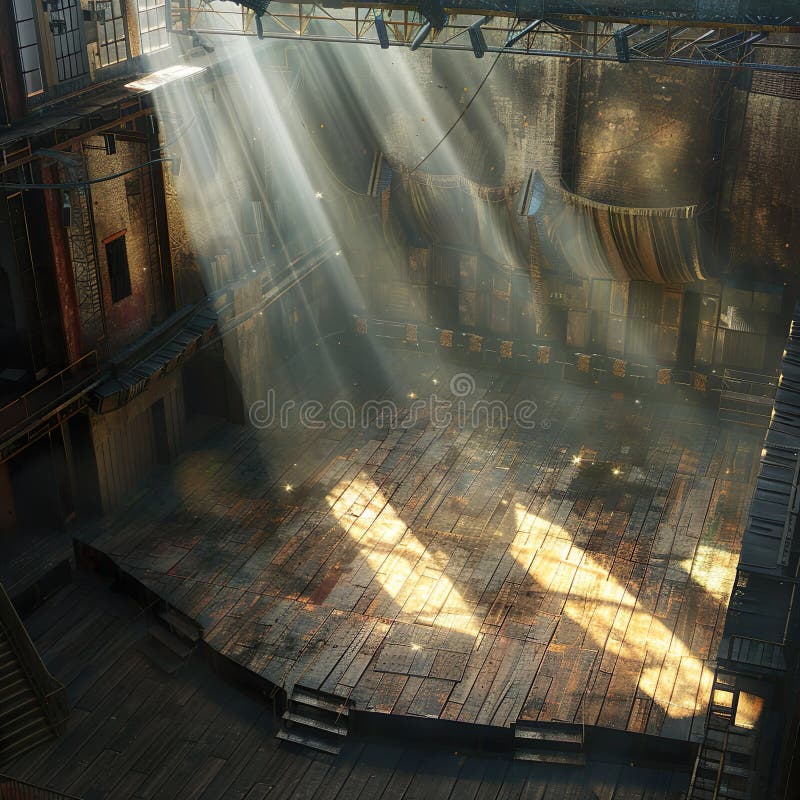 Photo of an Old Empty Stage Illuminated with Spotlights Generated by ...