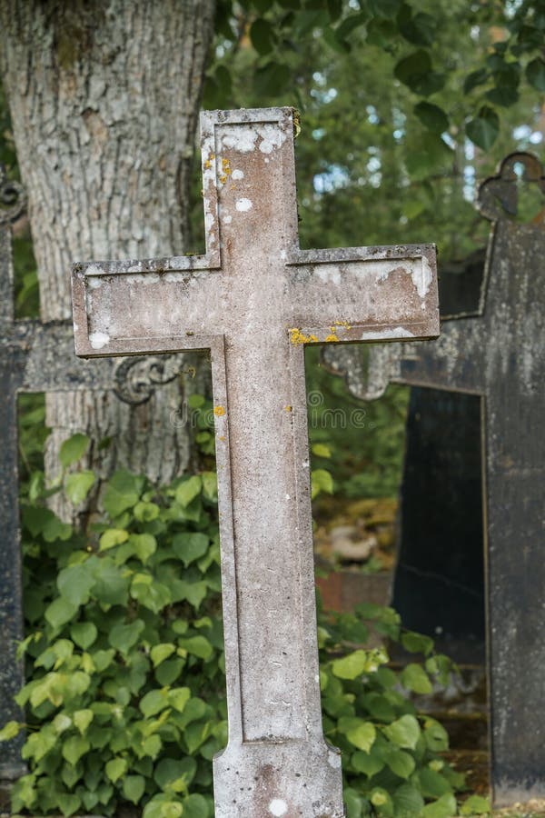 Old Empty Stone Cross in Ancient Cemetery Stock Photo - Image of nordic ...