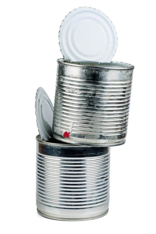 Old Empty Tin Cans on White Background Stock Image - Image of ...