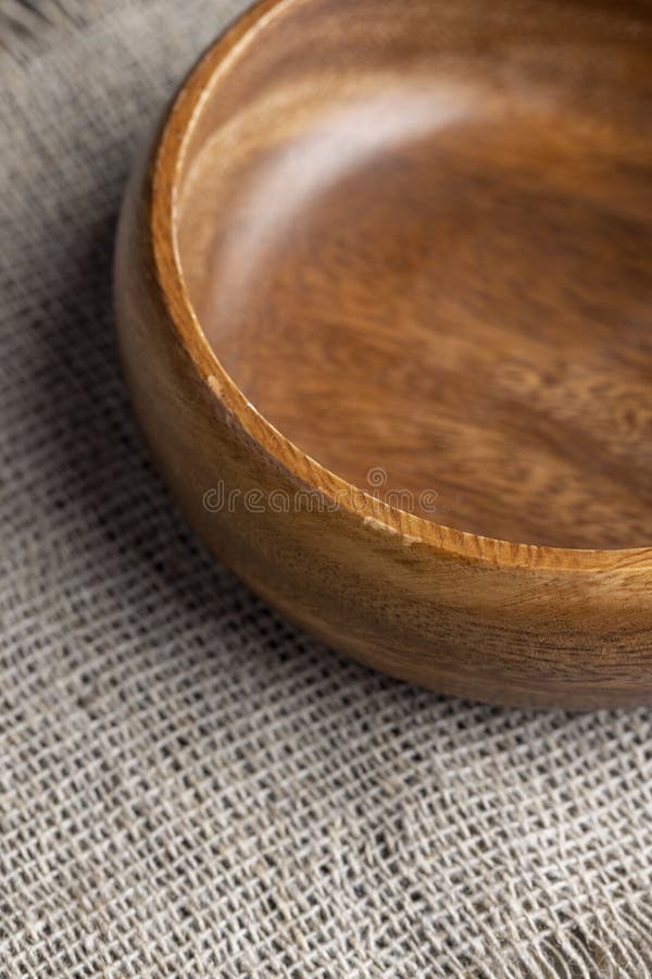 An Old Empty Wooden Bowl on the Table Stock Image - Image of brown ...