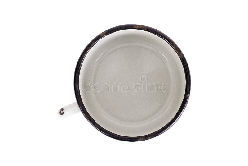Old Enameled Mug, Top View, Isolated, on White Background Stock Photo ...