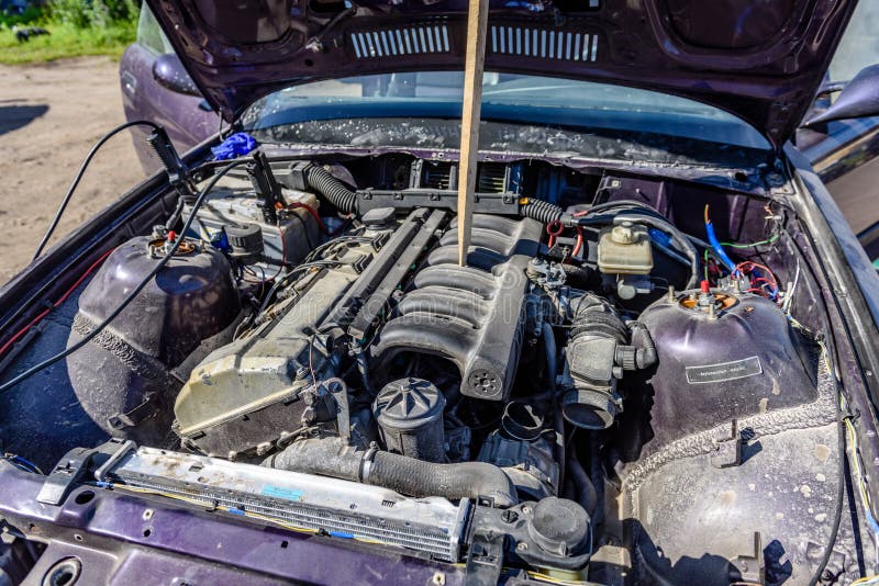 The Old Engine of a Car. Internal Design of Engine Stock Image - Image ...