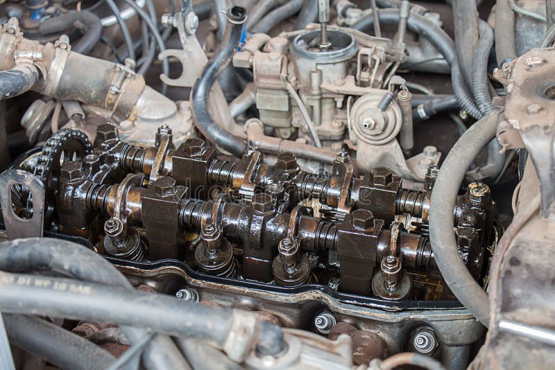 Old Engine Open Valve Cover. Stock Image - Image of parts, valve: 65193127