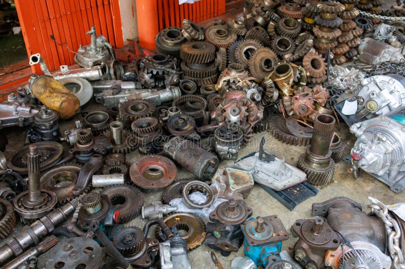 View of Old Engine Parts Decoration, Focus Selective Stock Photo ...