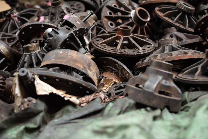 Old Engine Parts, Steel and Used Car Parts, for Engineering. Selective ...