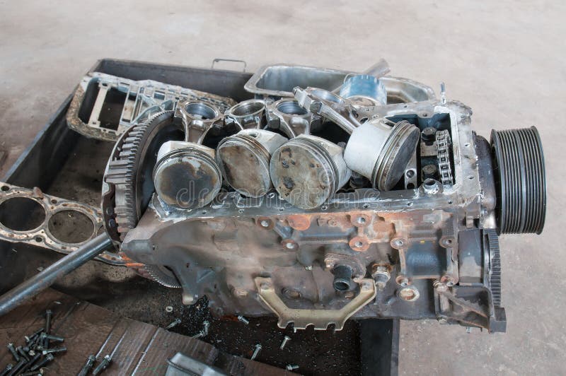 Old Engine Piston on Gasoline Engine. Stock Image - Image of automobile ...