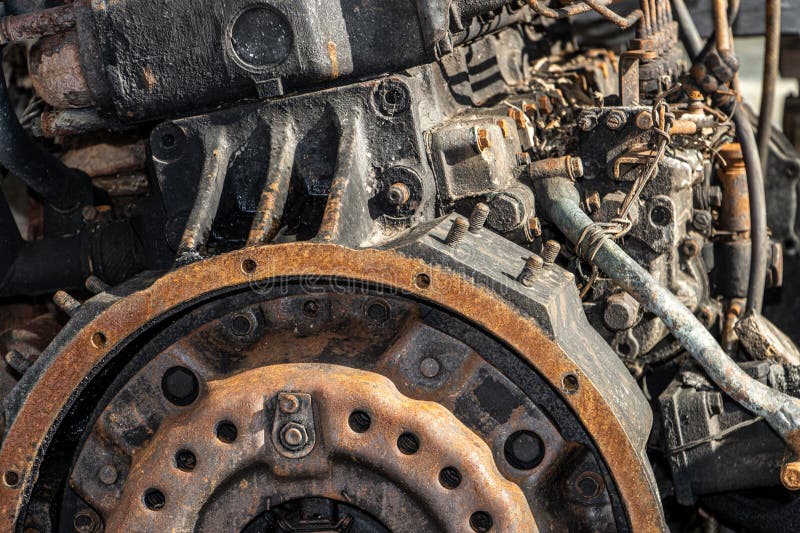 Old Engine with Rusty Parts, Close Up Stock Image - Image of ...
