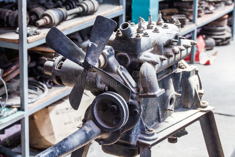 Old Engine on the Table for Repair Stock Photo - Image of power, detail ...